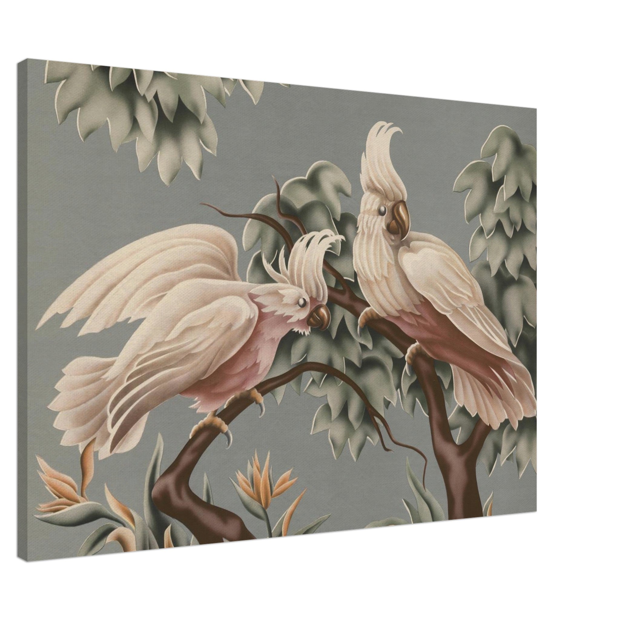 Turner White Cockatoos Canvas Print | Vintage Tropical Bird Lithograph ...